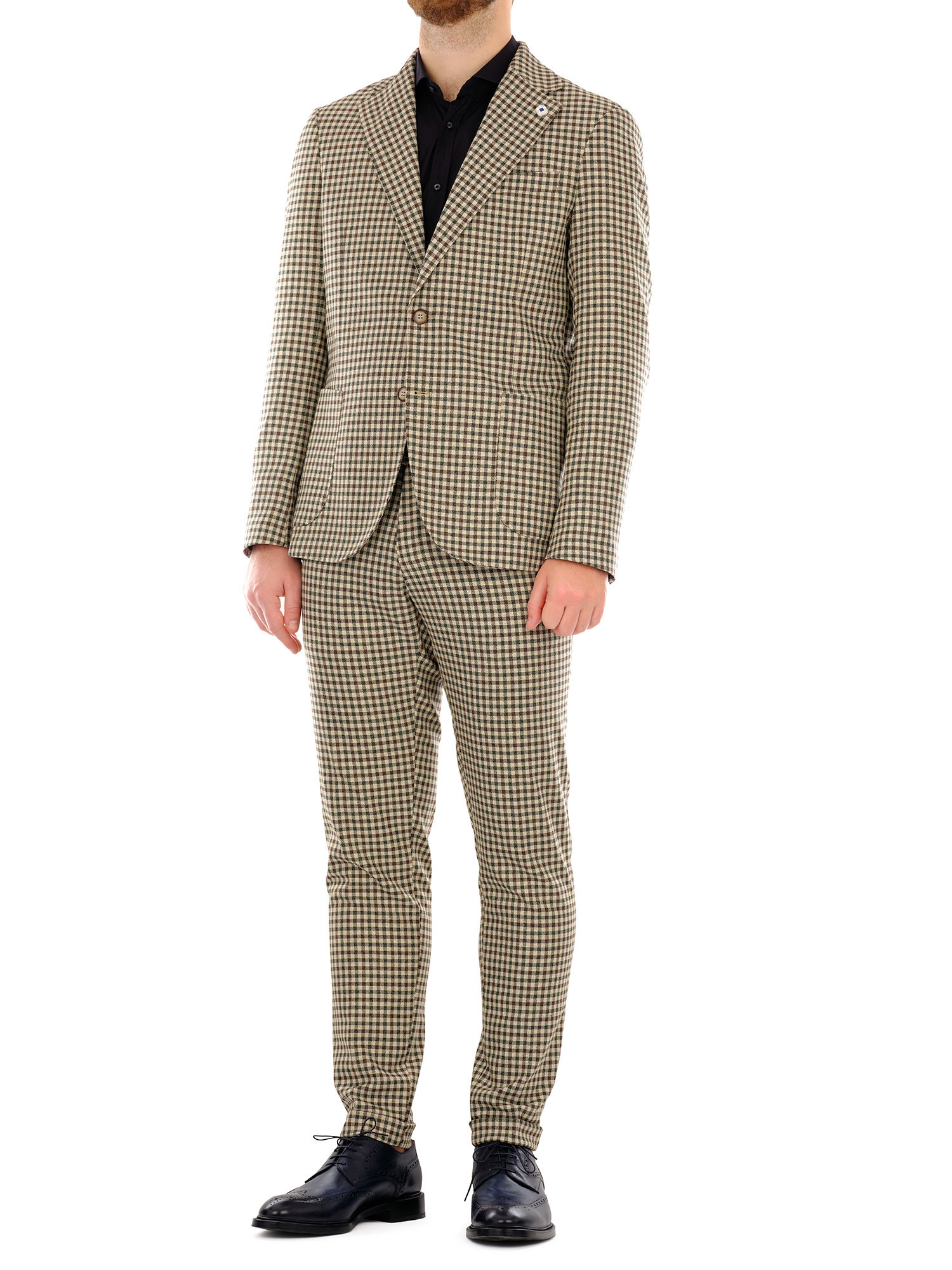 Beige Checked Suit - Hexis Milano