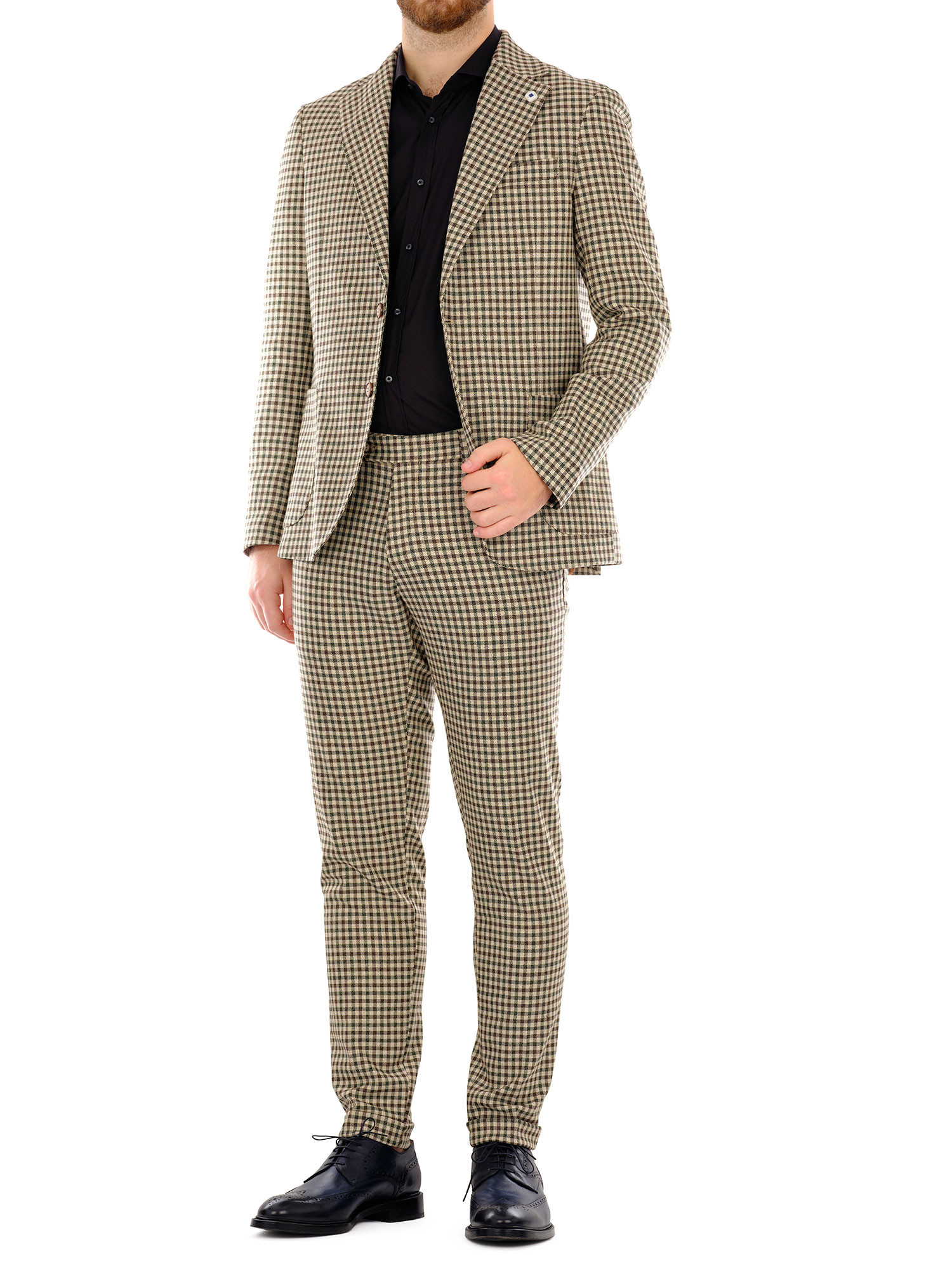 Beige Checked Suit - Hexis Milano
