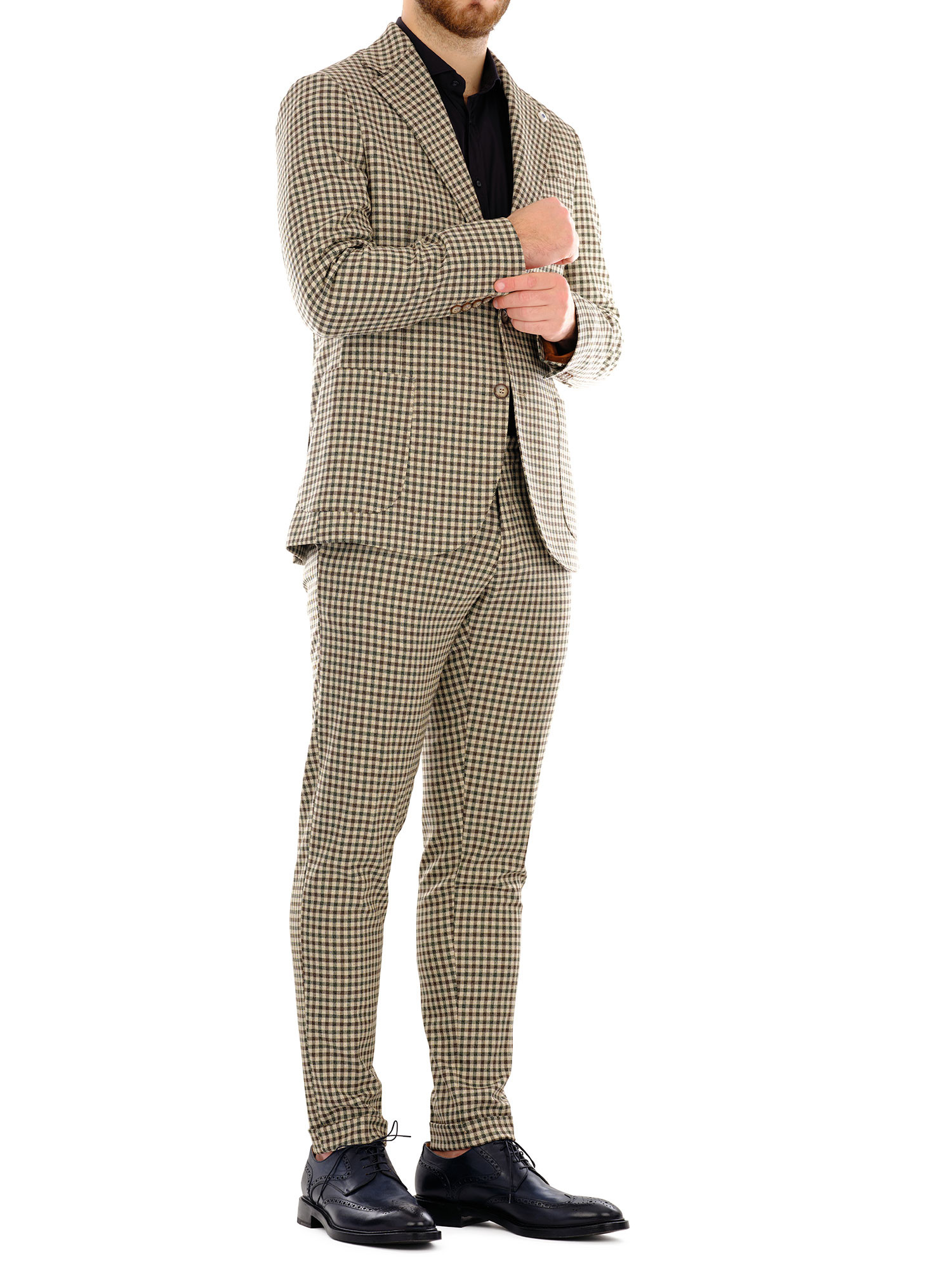 Beige Checked Suit - Hexis Milano