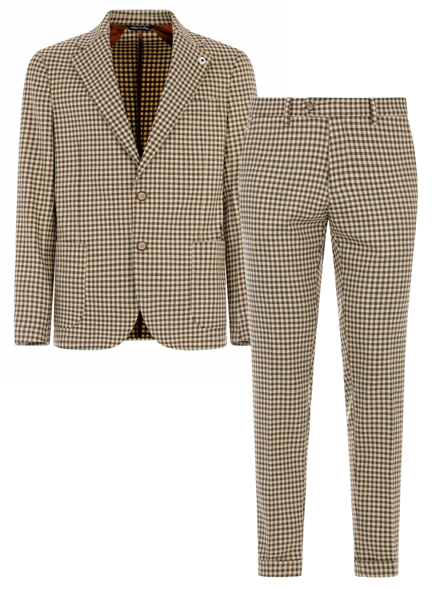 Beige Checked Suit - Hexis Milano