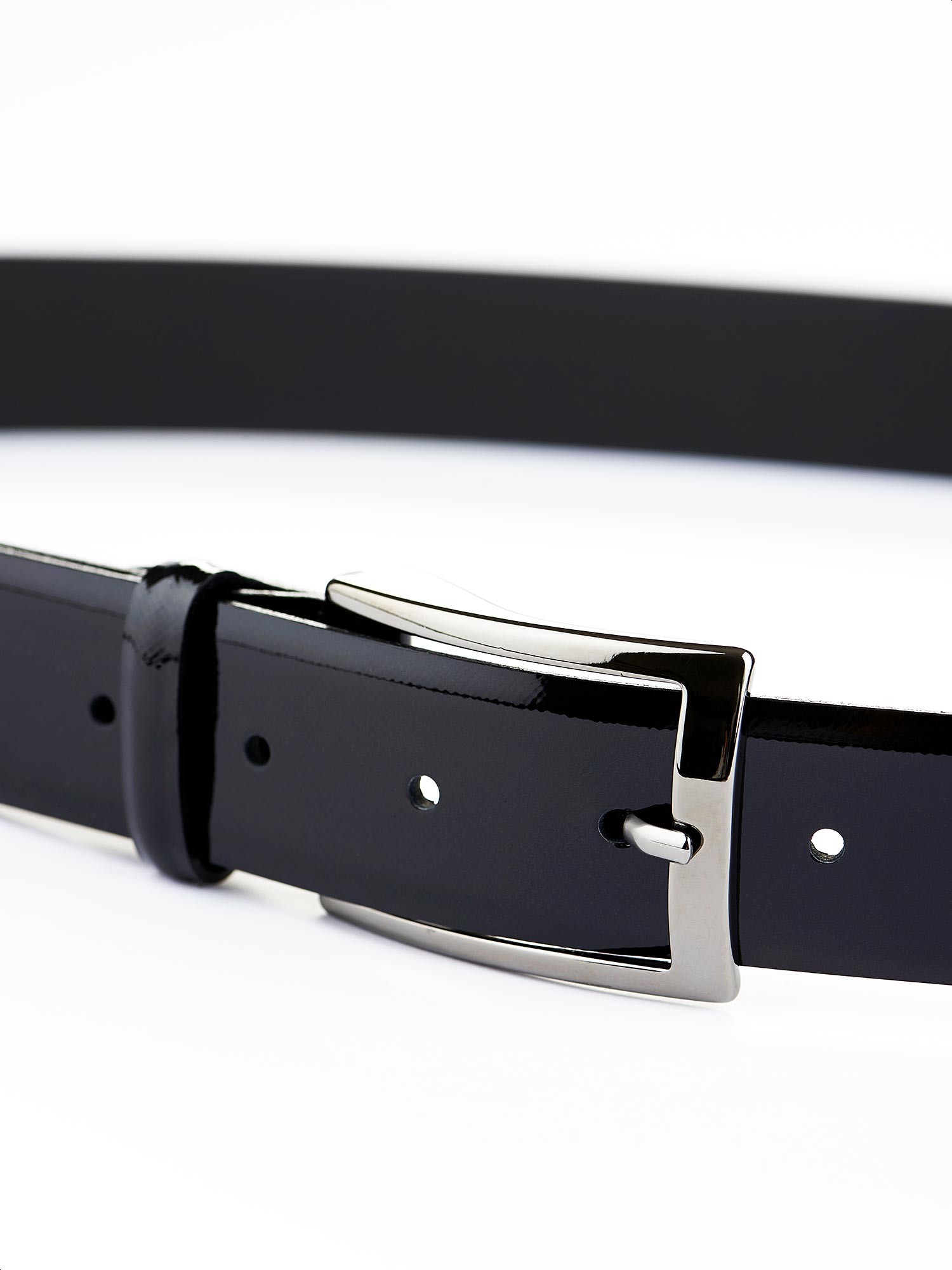 PDM - Men's trouser belt in shiny black leather