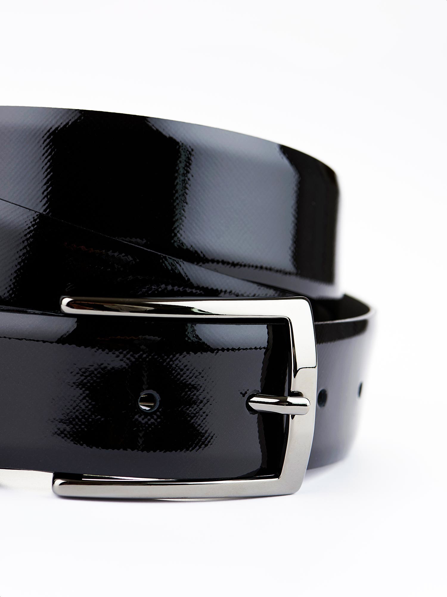 PDM - Men's trouser belt in shiny black leather