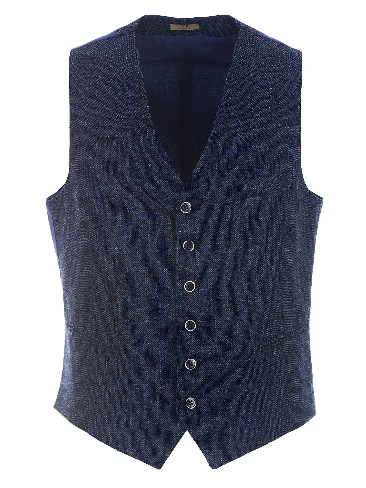 Dark blue vest in structured fabric by Rosi Collection