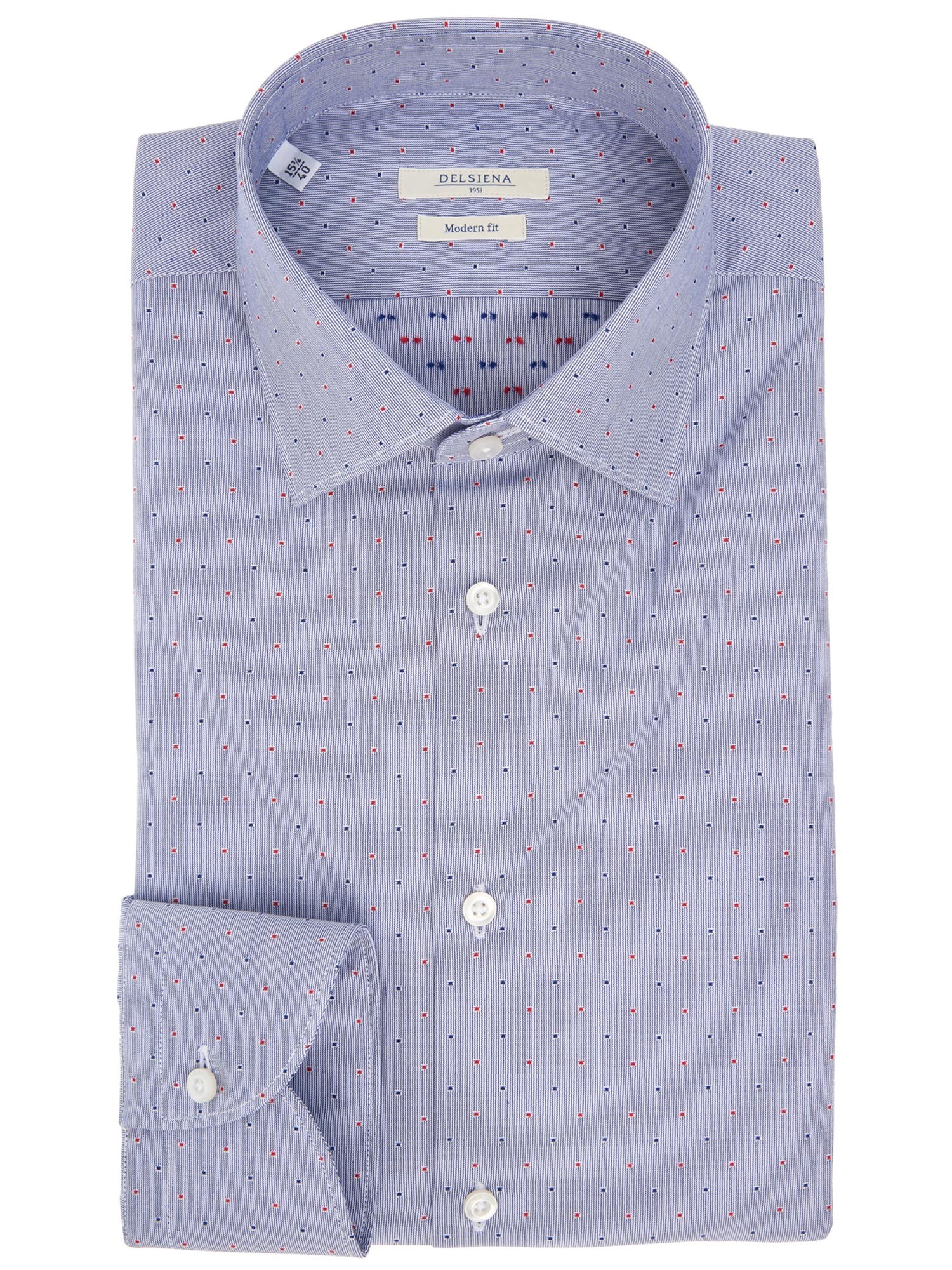 Blue men's shirt with polka dot fabric Delsiena