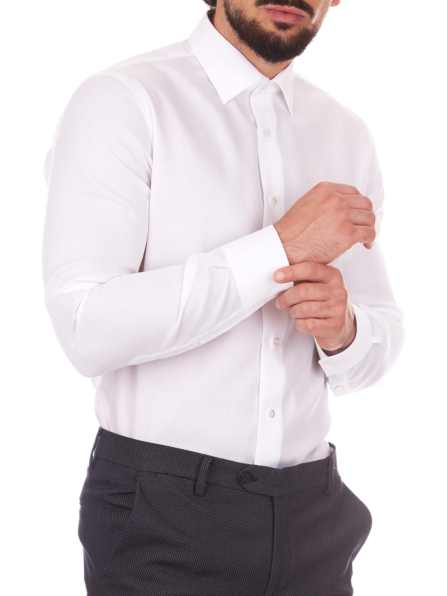 Classic white "no ironing" shirt by Marcus