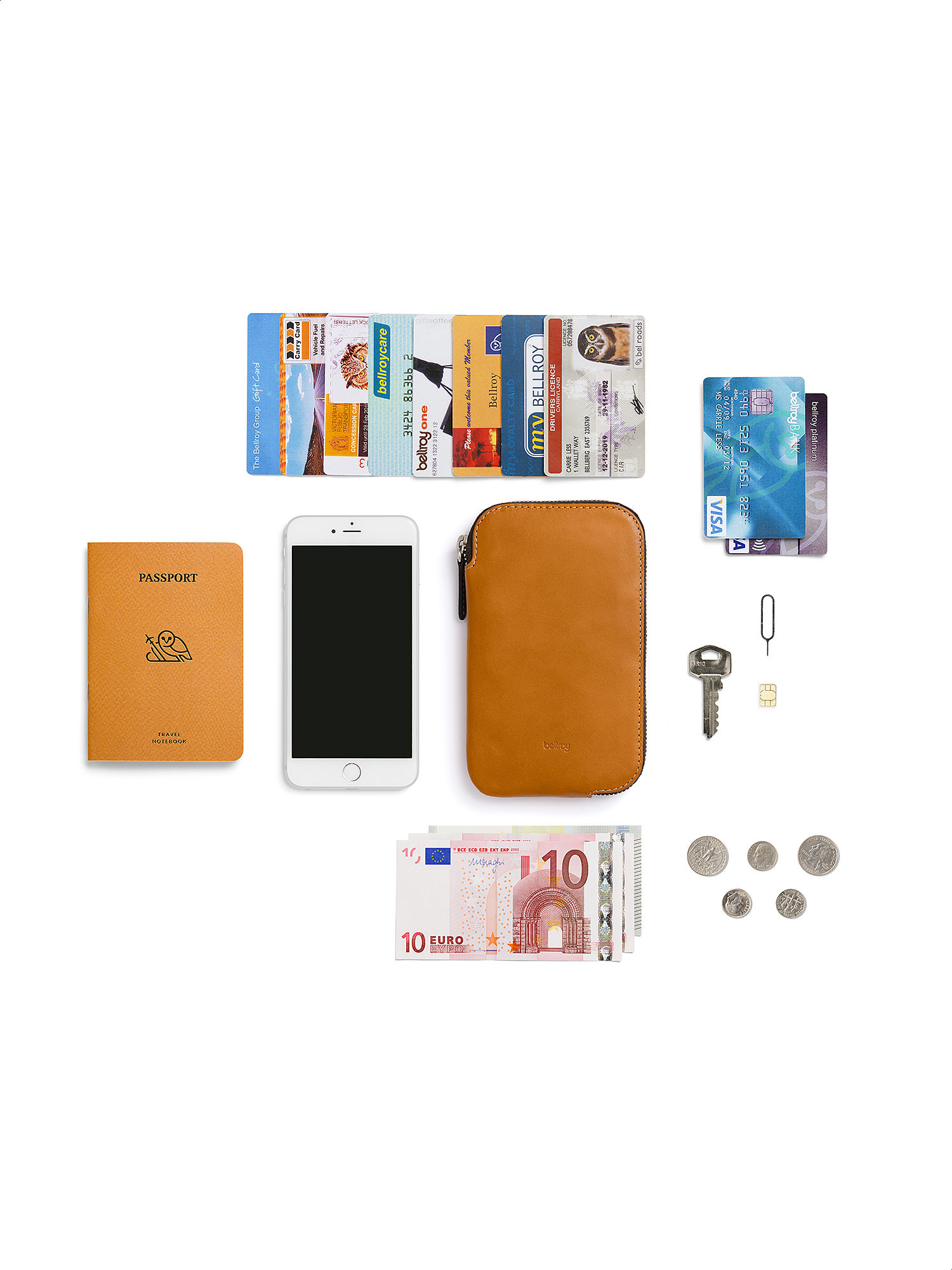Bellroy Phone Pocket Plus in orange leather