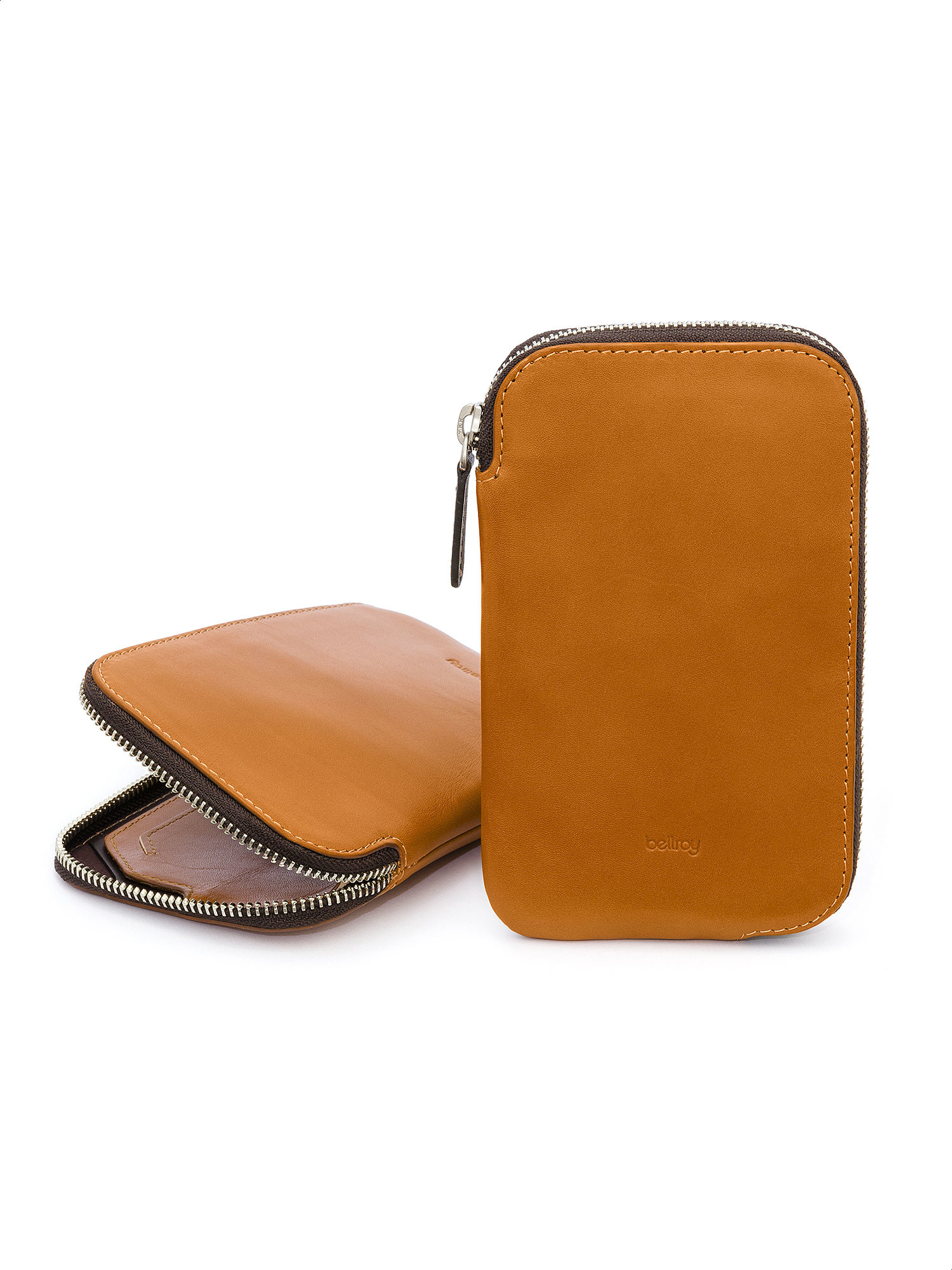 Bellroy Phone Pocket Plus in orange leather