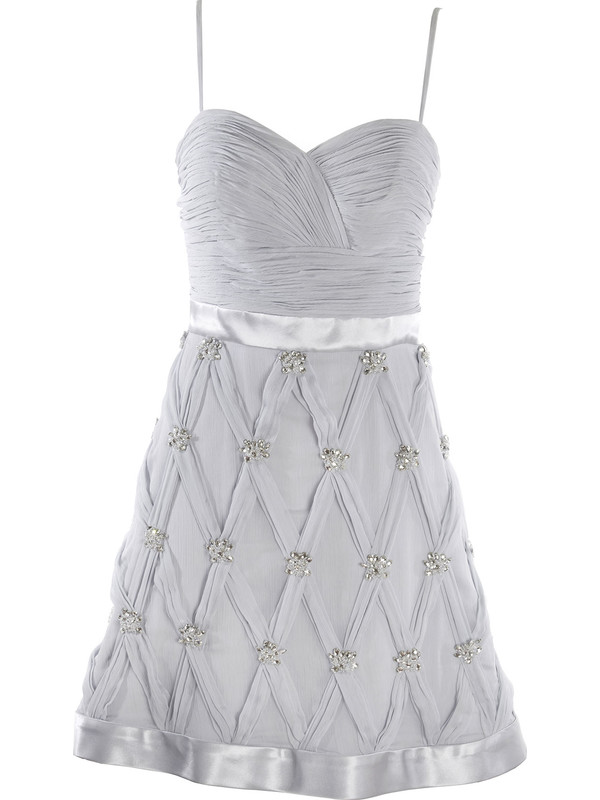 Pastore Couture women's morning dress in pearl grey with rhinestones