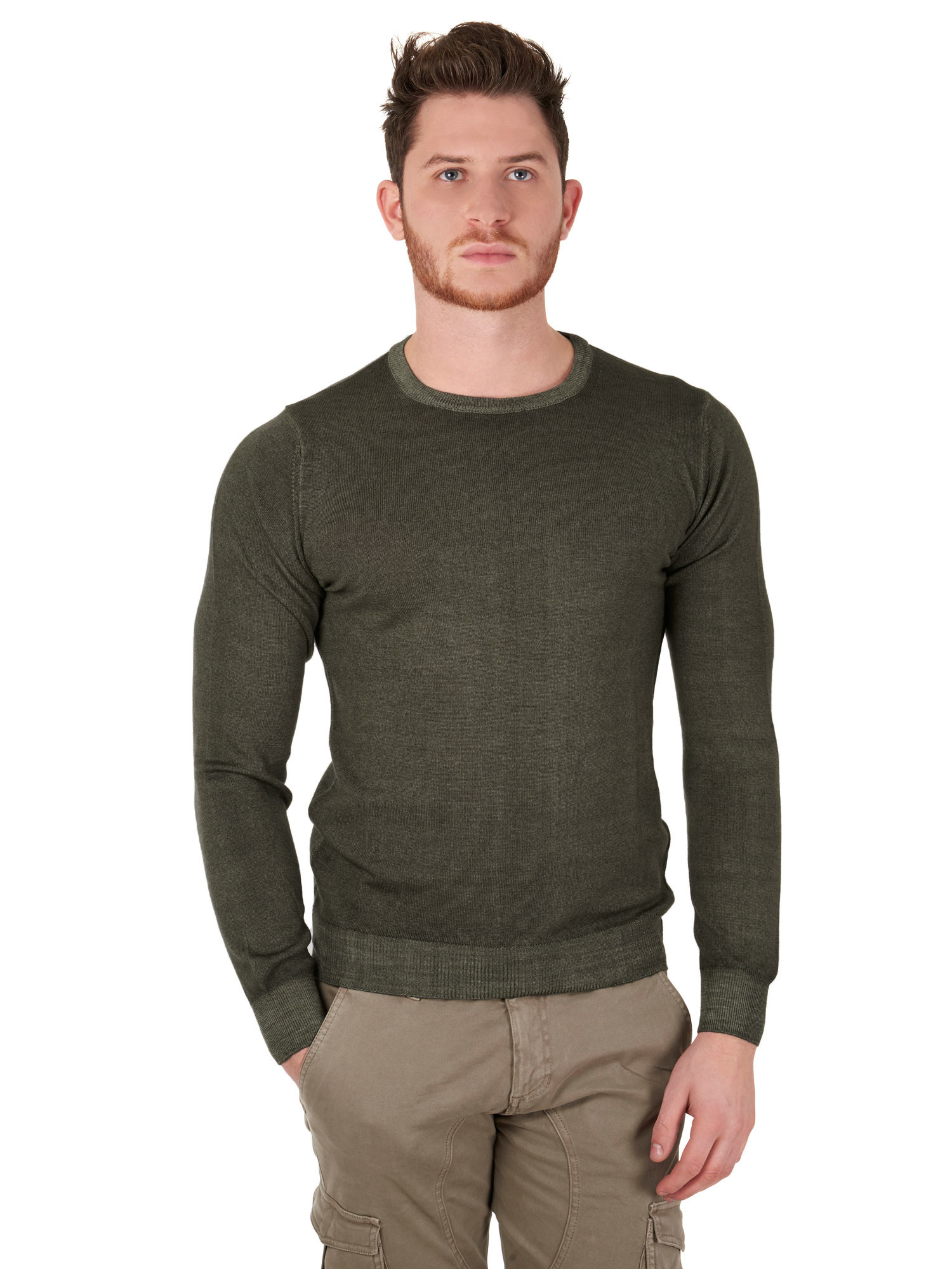 100% laine mérinos pull homme Exibit vert foncé