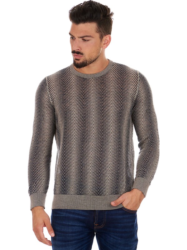 D'Avenza - Pull à col rond motif à chevrons