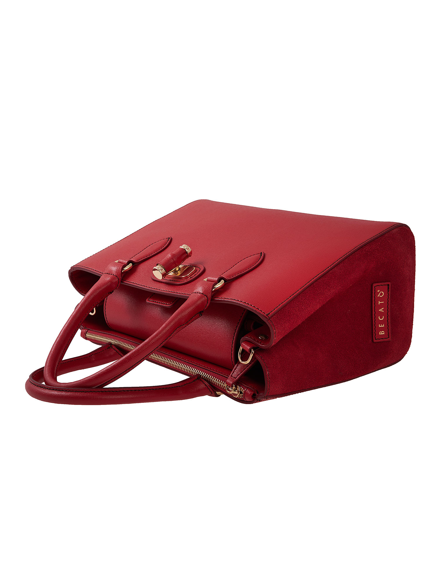 Handtasche rot Becatò echtem Leder mit goldenen Details