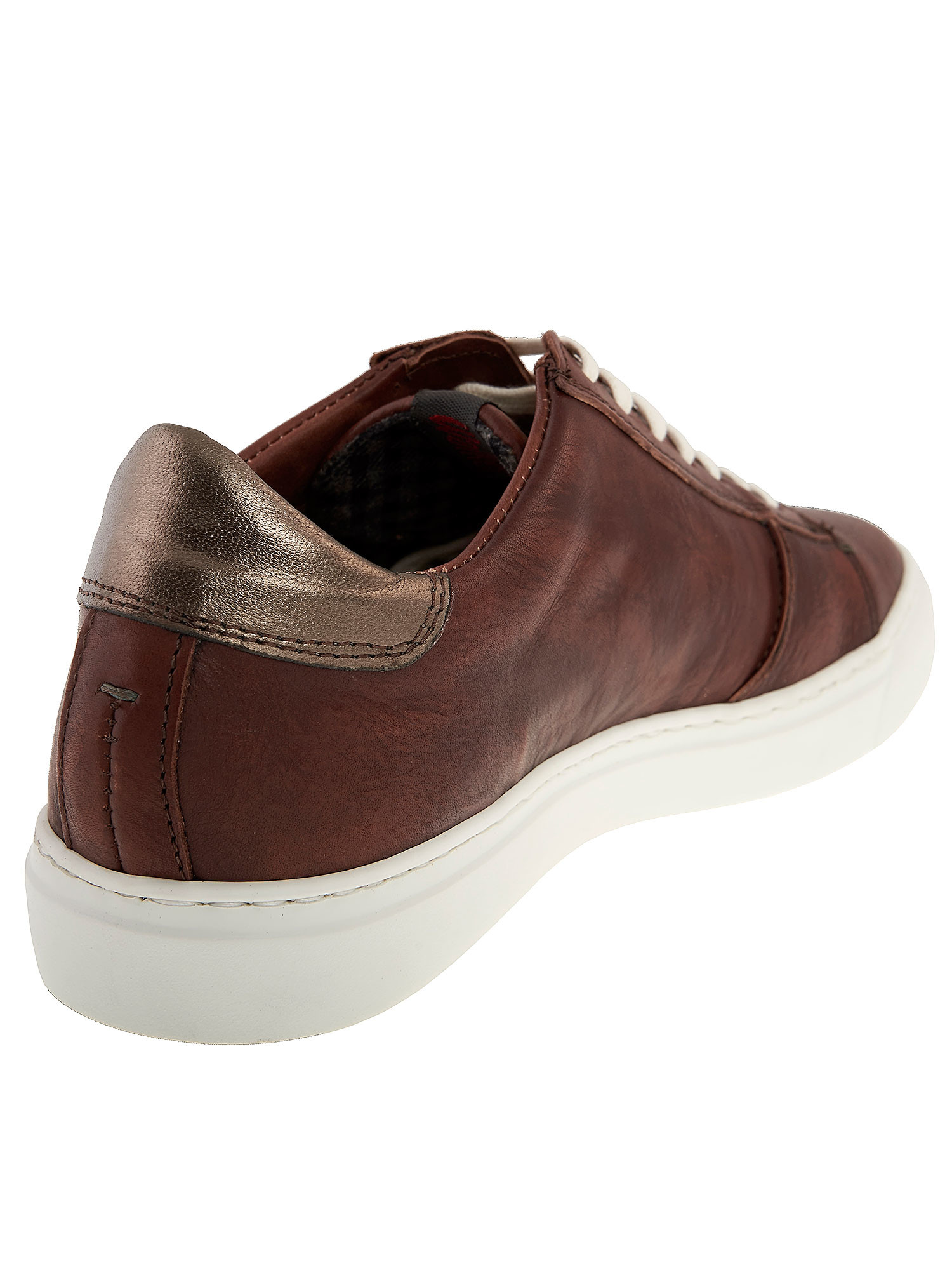 Sneakers chaussures marron en cuir de style casual made in italy