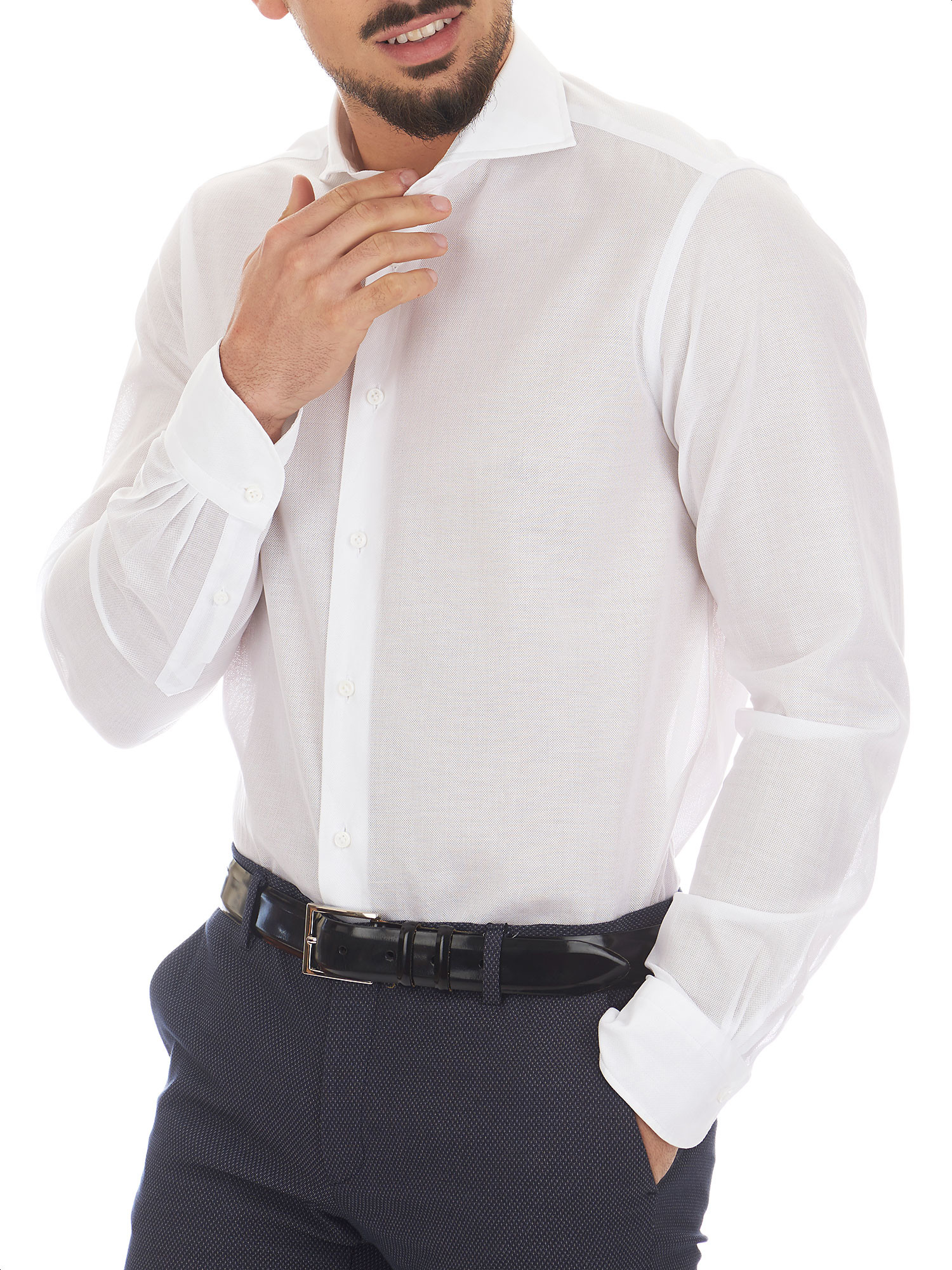 Solid white shirt with cutaway-collar - Càrrel