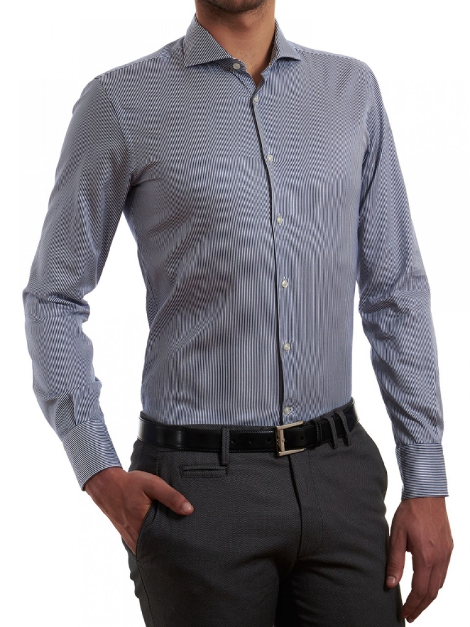 Striped light-blue shirt Delsiena 100% cotton