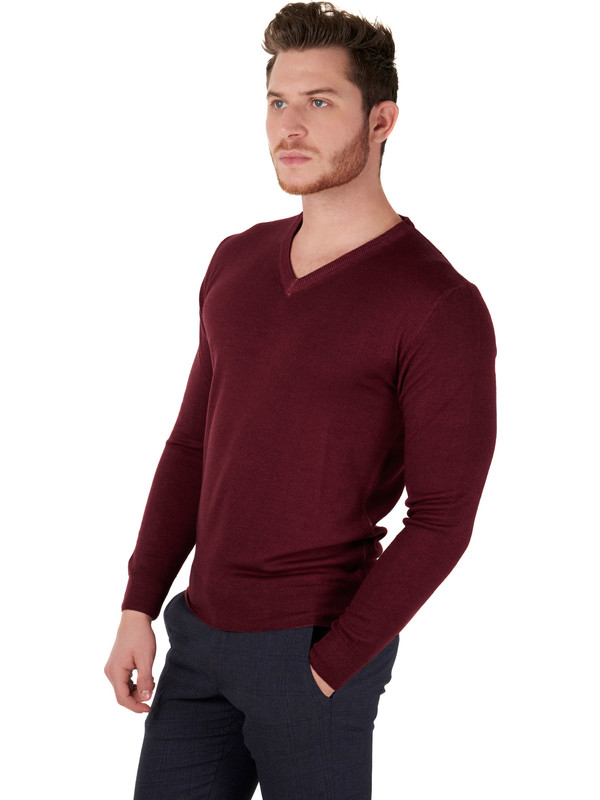100% extrafine merino wool sweater red for man Exibit
