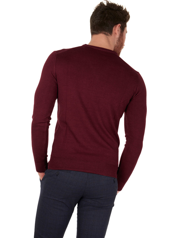 100% extrafine merino wool sweater red for man Exibit