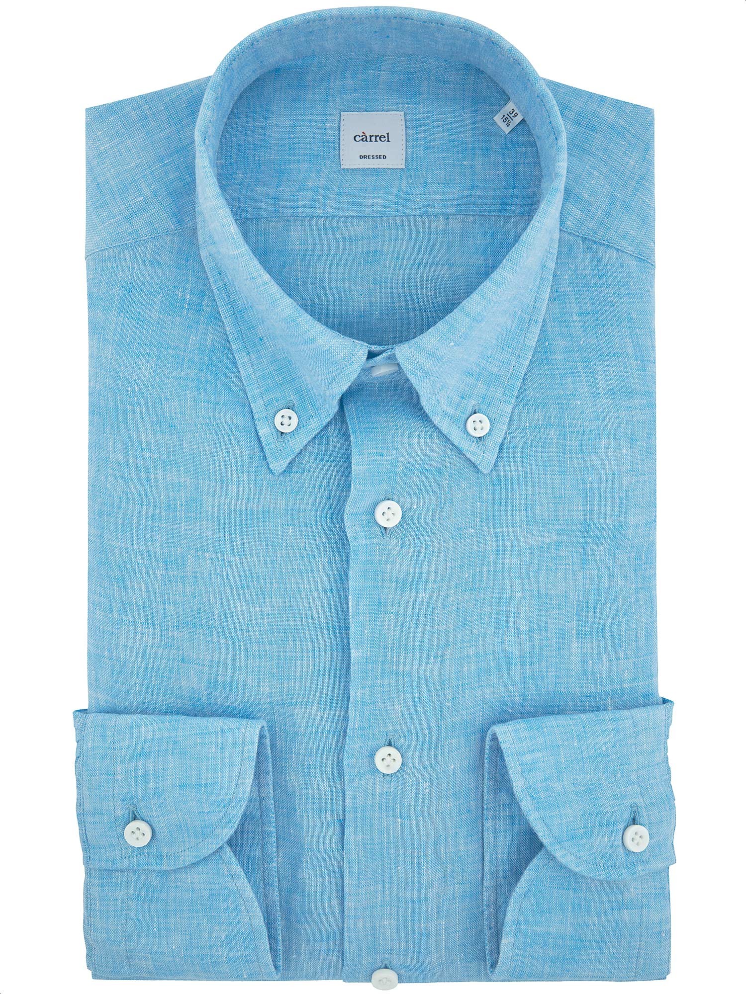 Turquoise men's shirt 100% linen - Càrrel