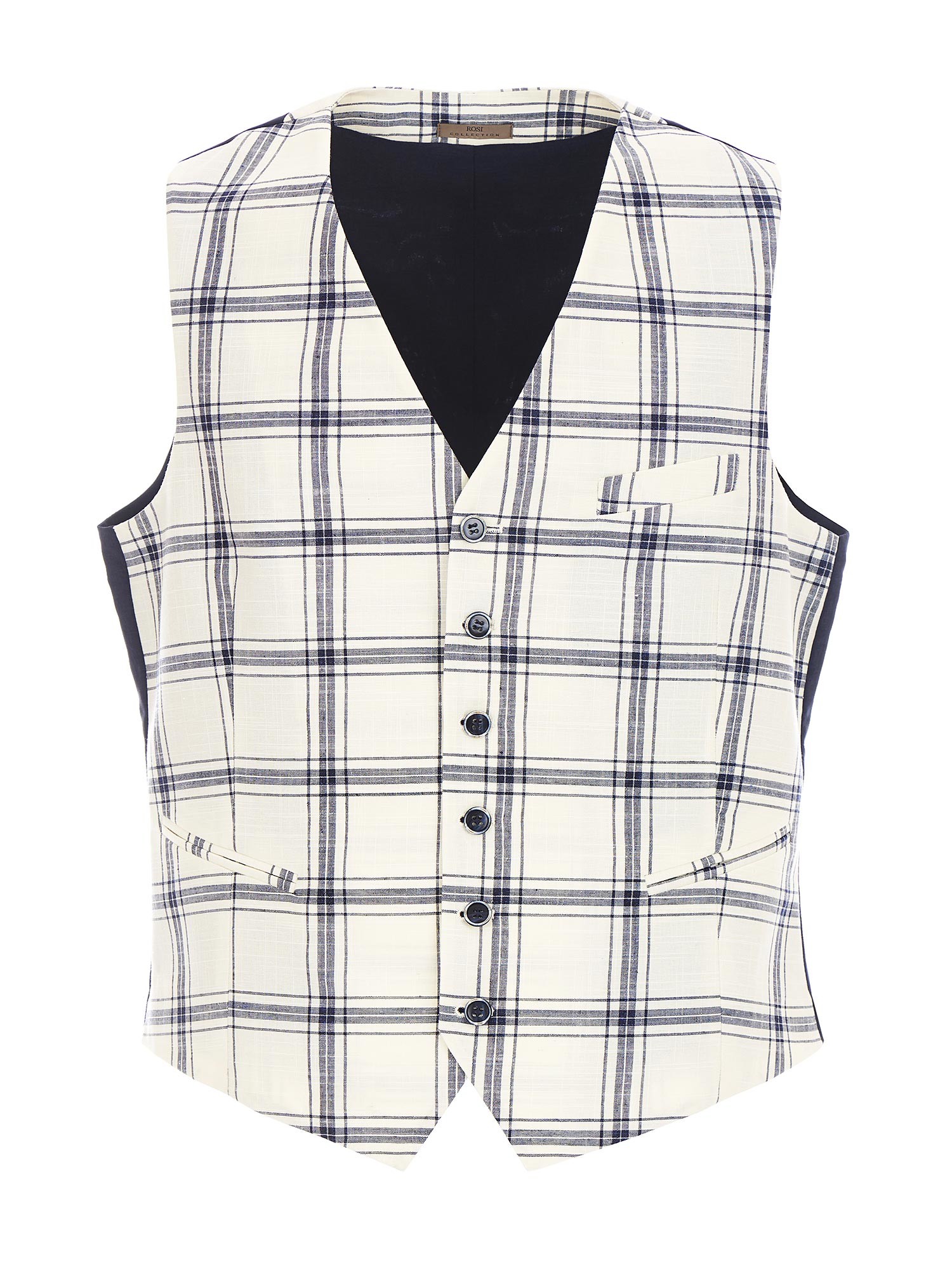 Men's 6-button checked canvas waistcoat - Rosi Collection